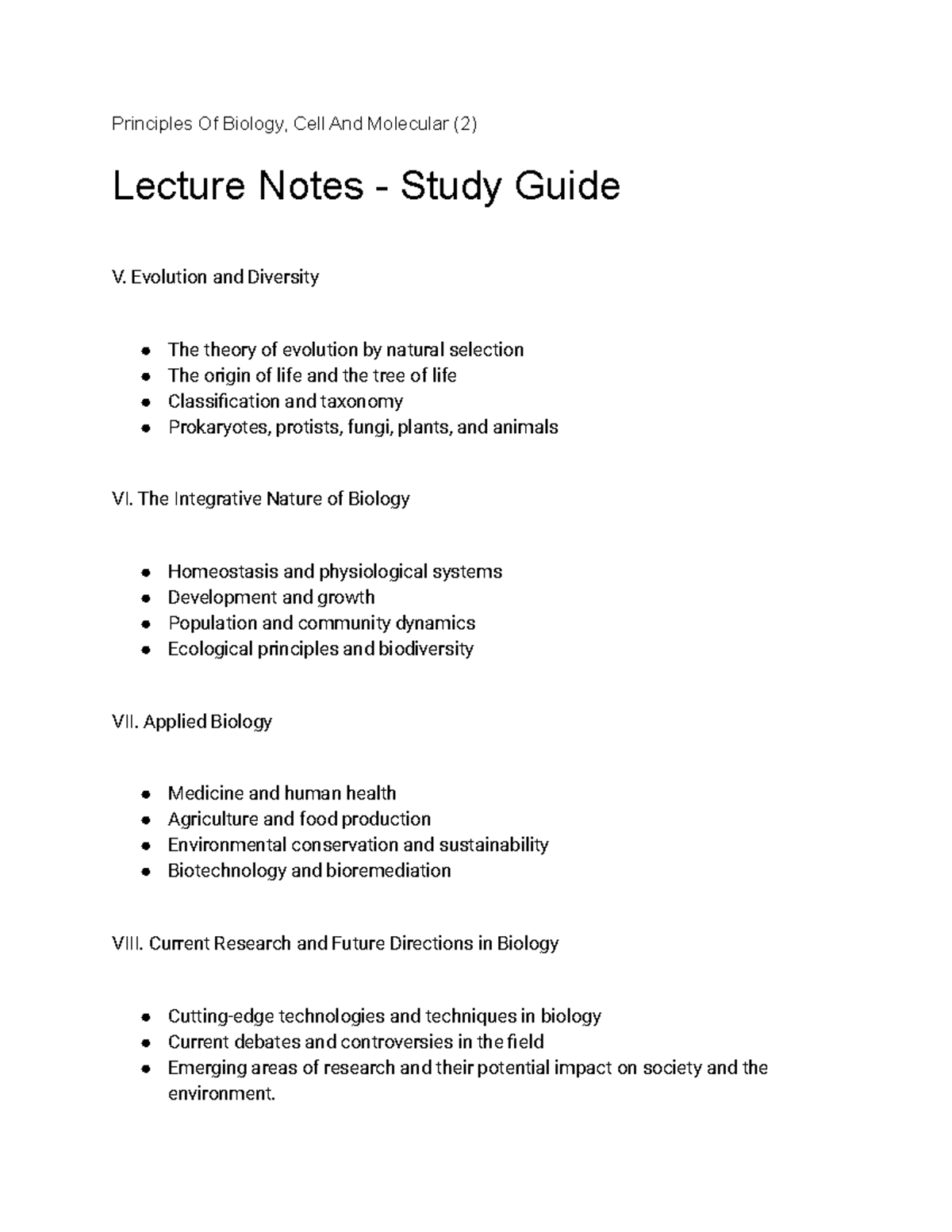 Principles Of Biology, Cell And Molecular - Evolution and Diversity The ...