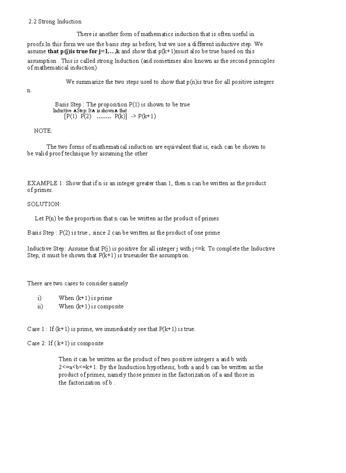 Discrete Mathematics - notes 8 - 2 Strong Induction There is another ...