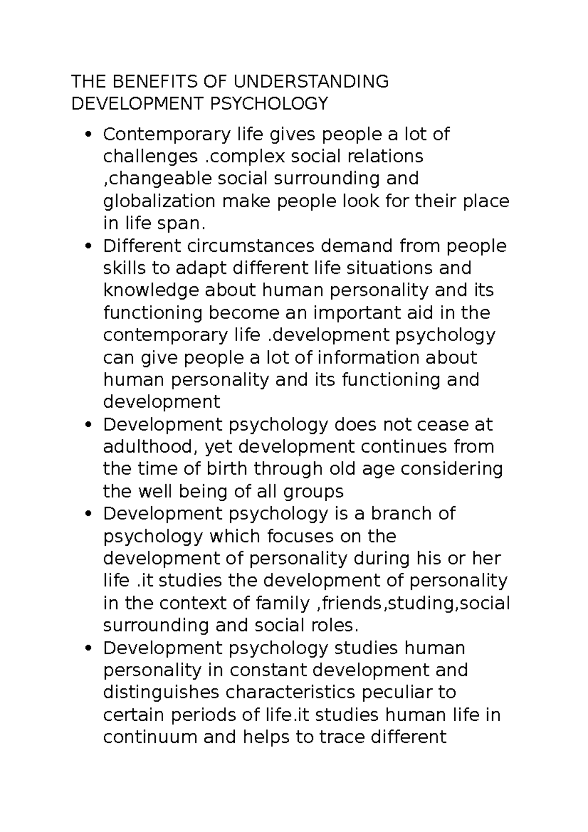 THE Benefits OF Understanding Development Psychology - THE BENEFITS OF ...