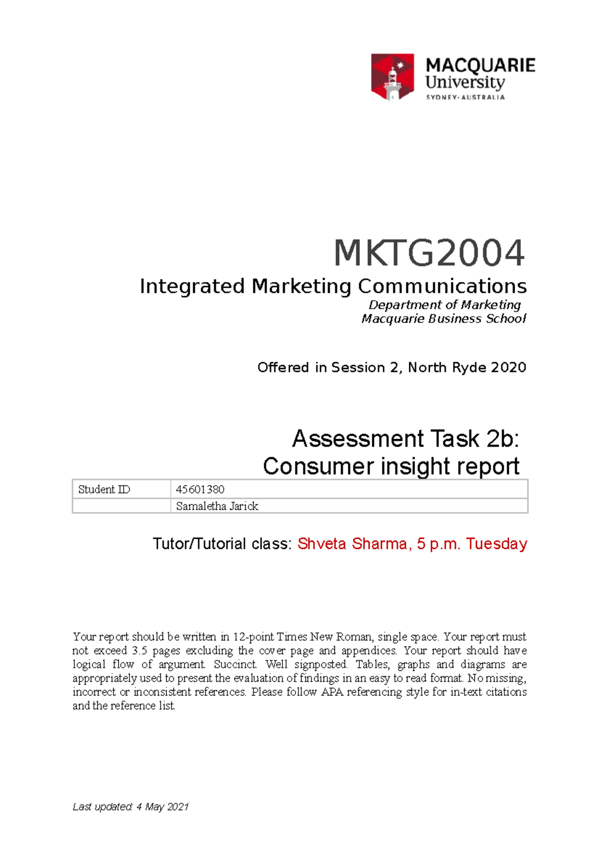 Consumer Insight Report - MKT G Integrated Marketing Communications ...