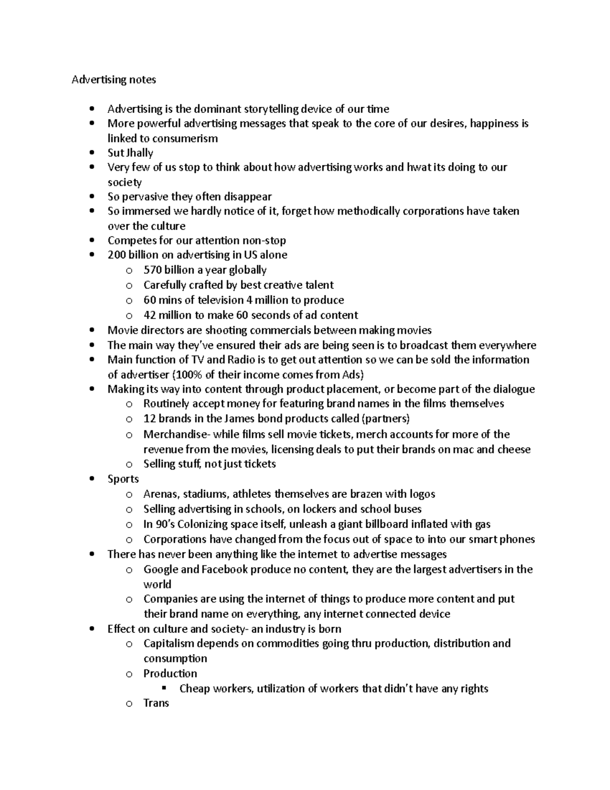 Advertising notes from temple university - Advertising notes ...