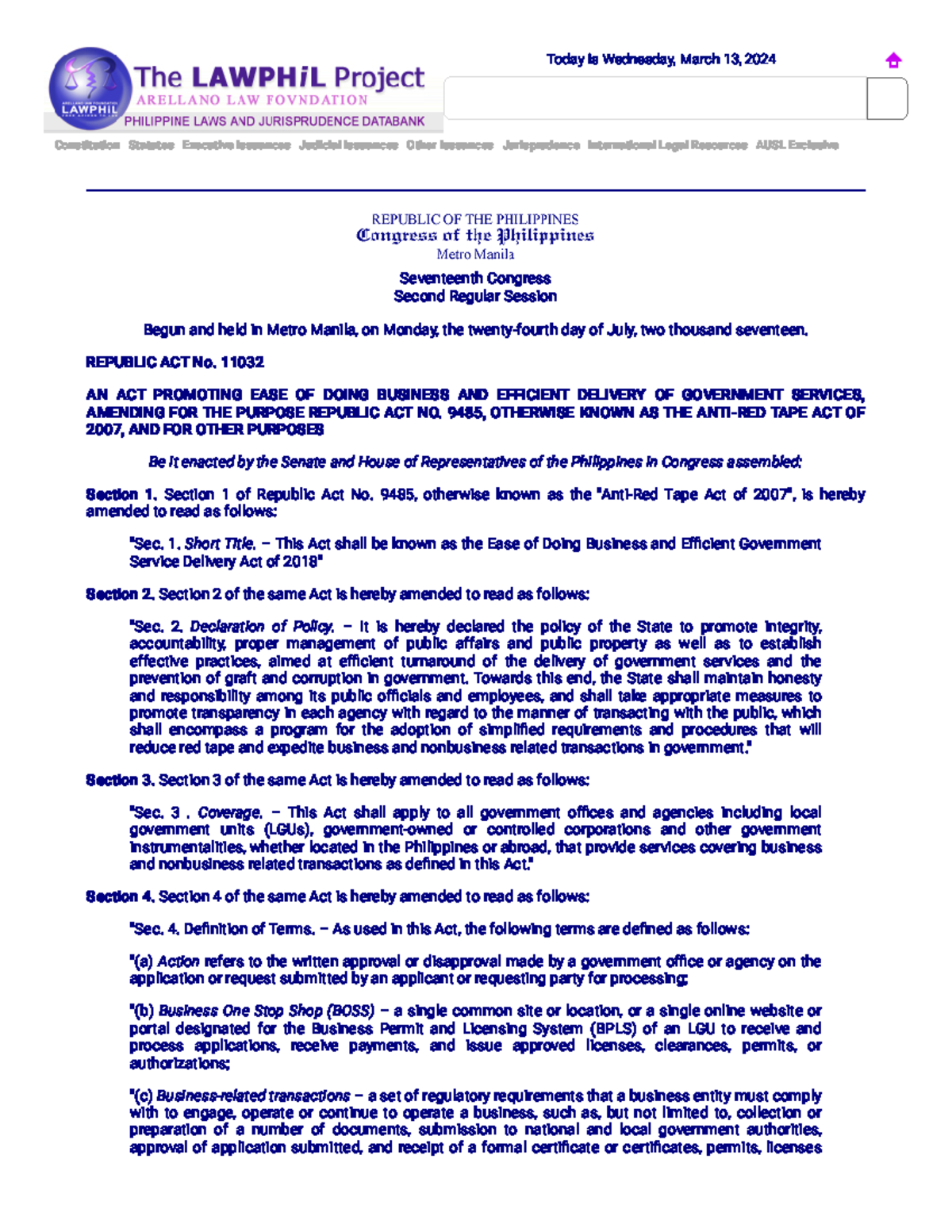 9. Ease of Doing Business Act [R.A. 11032 ] - Constitution Statutes ...