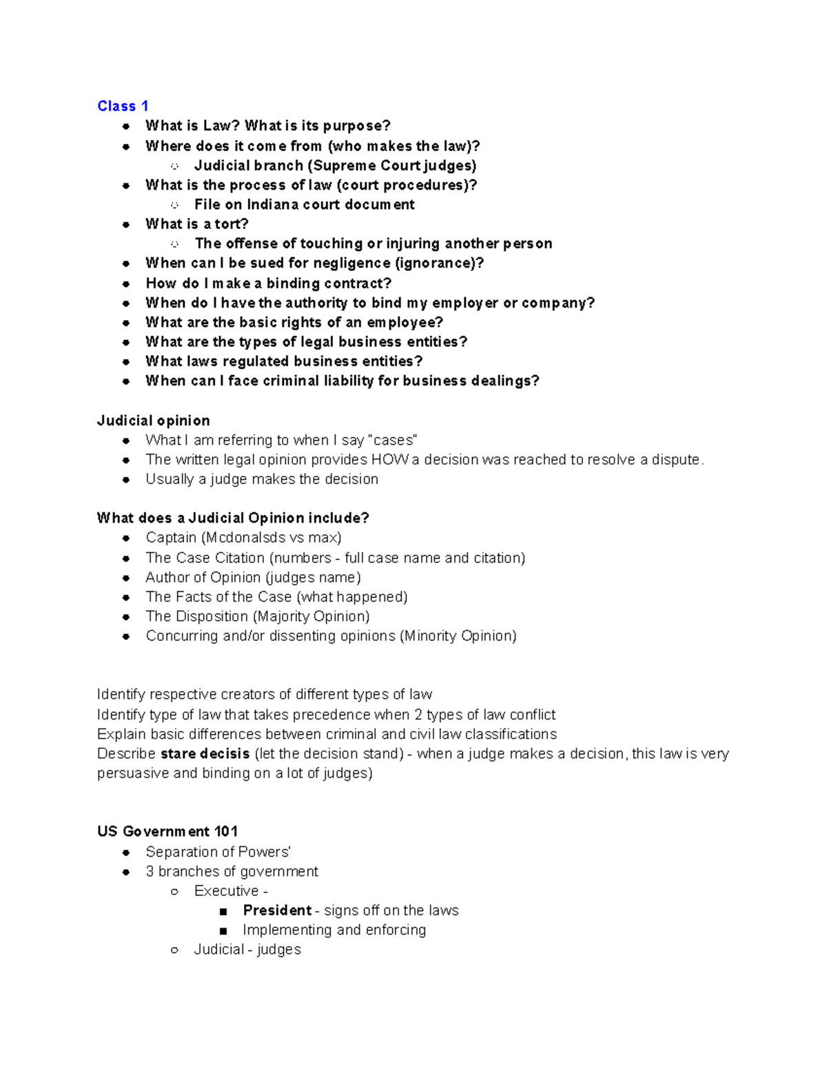 L201 Week 1 - Max Hsu - Class 1 What is Law? What is its purpose? Where ...