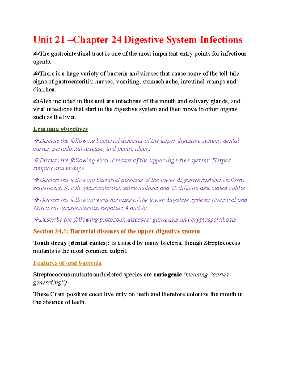 Unit 21 - Lecture notes - Unit 21 –Chapter 24 Digestive System ...