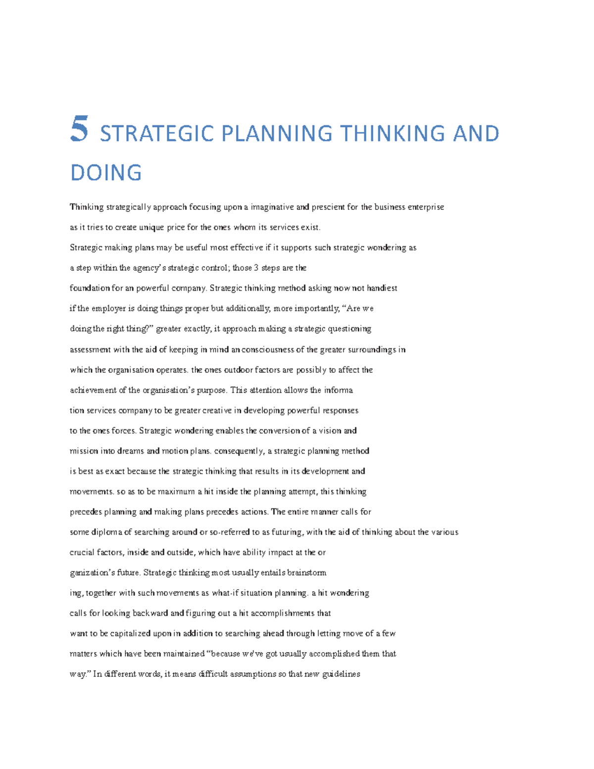 5 Strategic Planning Thinking and Doing - 5 STRATEGIC PLANNING THINKING ...