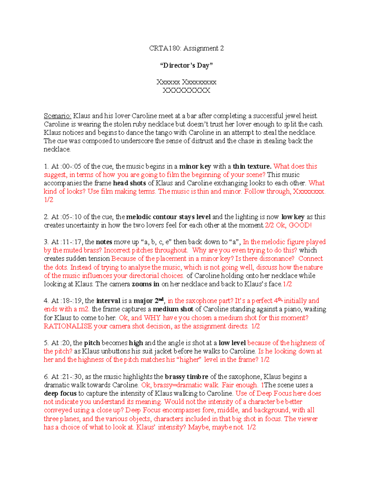 Bad Assignment 2b - Sample - CRTA180: Assignment 2