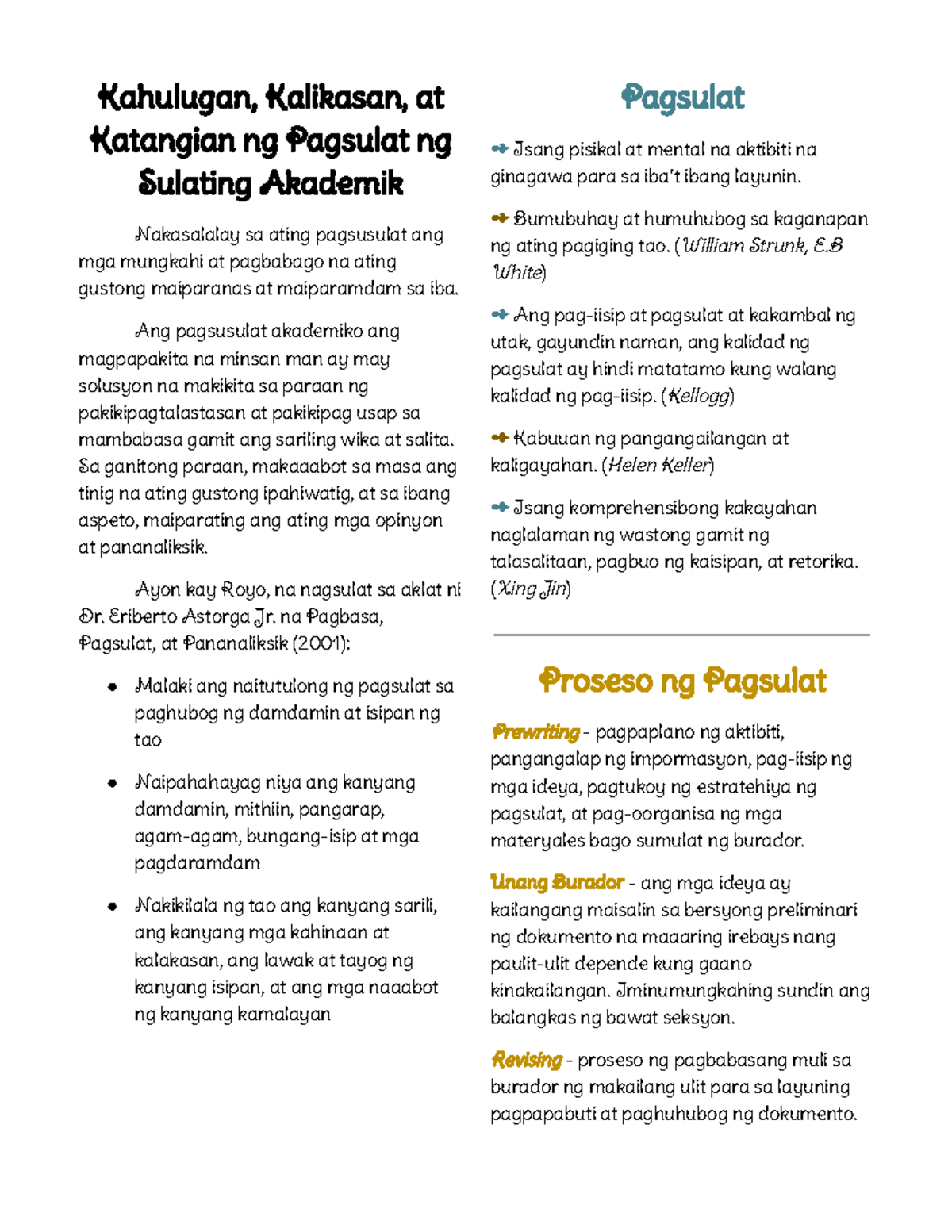 Pagsulat ng Sulating Akademik notes - Kahulugan, Kalikasan, at ...