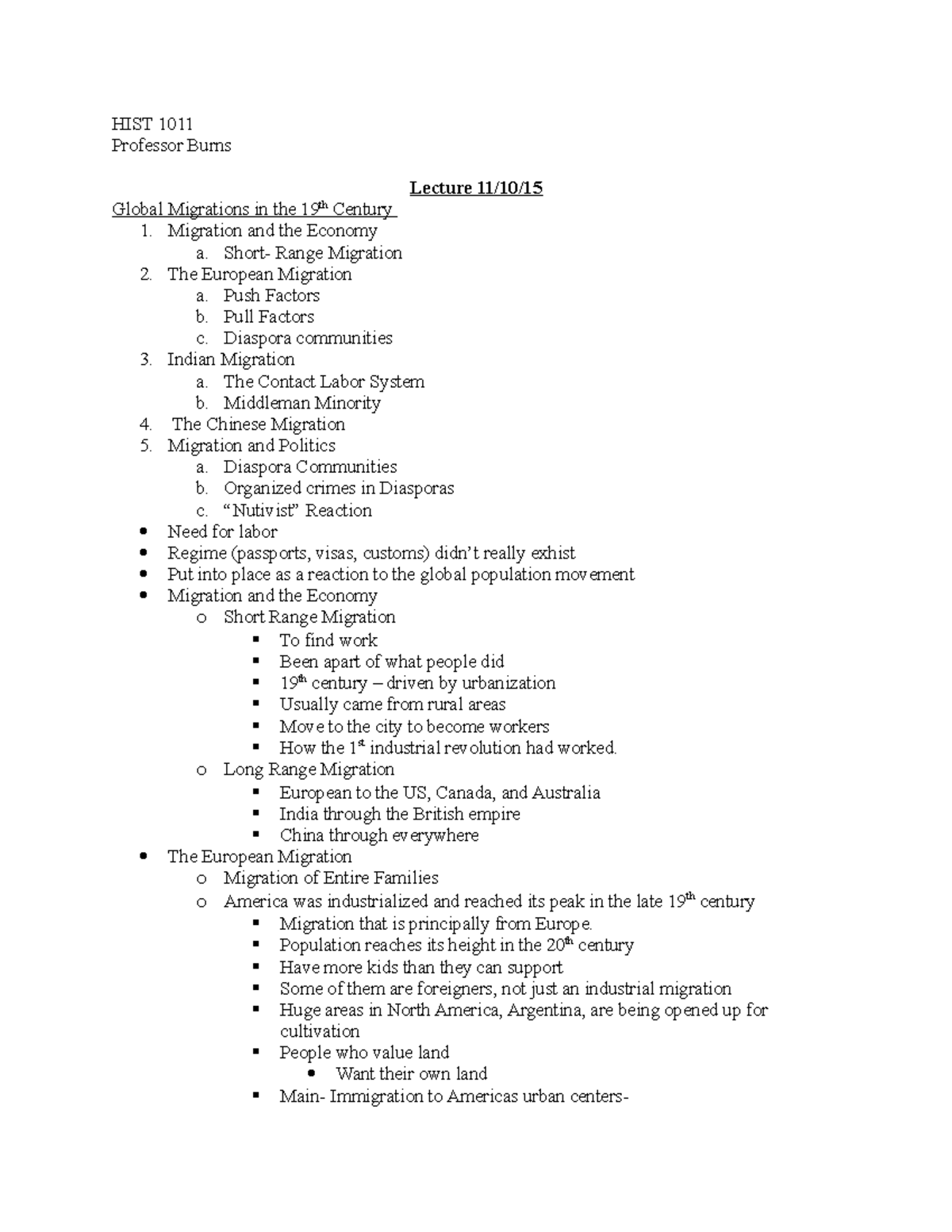 HIST 1011 Lecture 15 - HIST 1011 World History, 1500-Present Professor ...