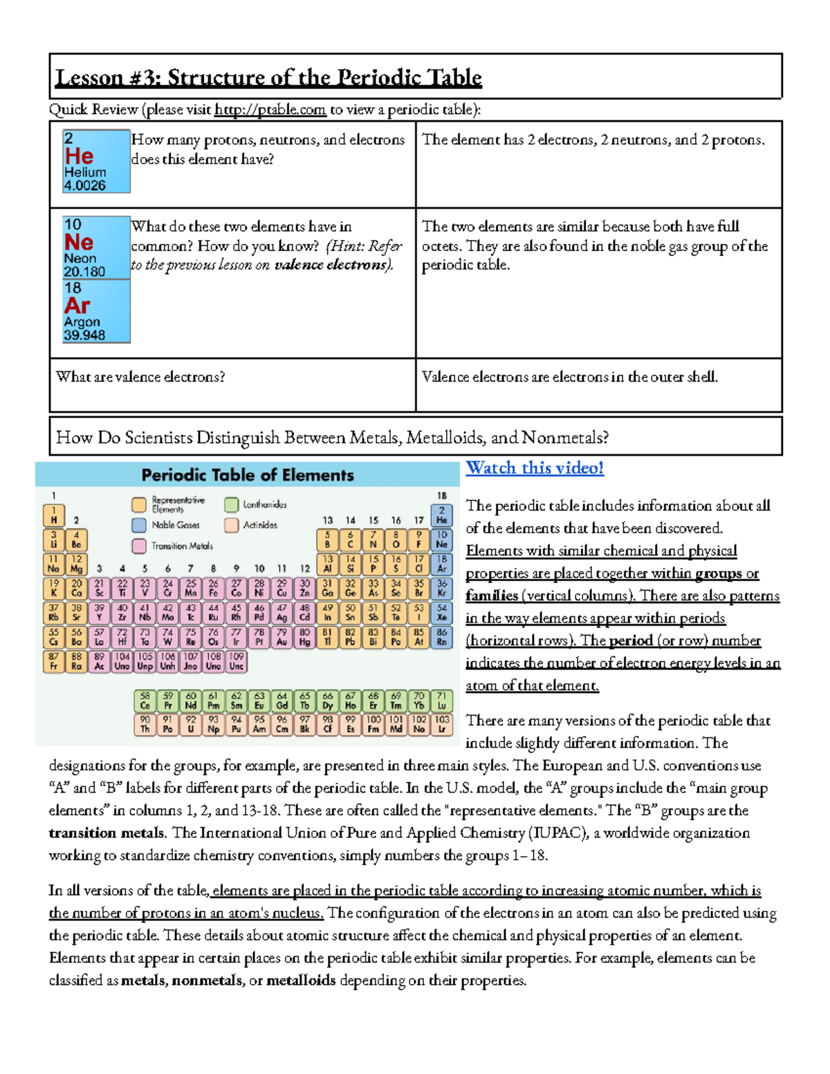 07-13, Monday, Lesson #3-Structure of the Periodic Table - Lesson #3 ...
