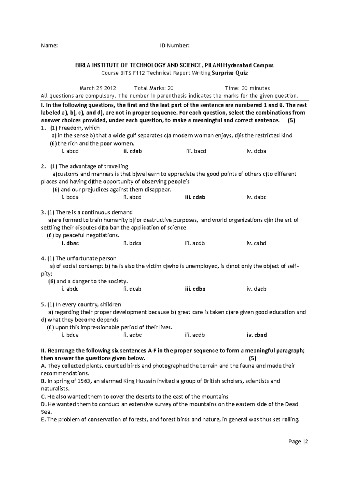 BITS+F112+Surprise+Quiz+Merged+Sets - Technical Report Writing - BITS ...