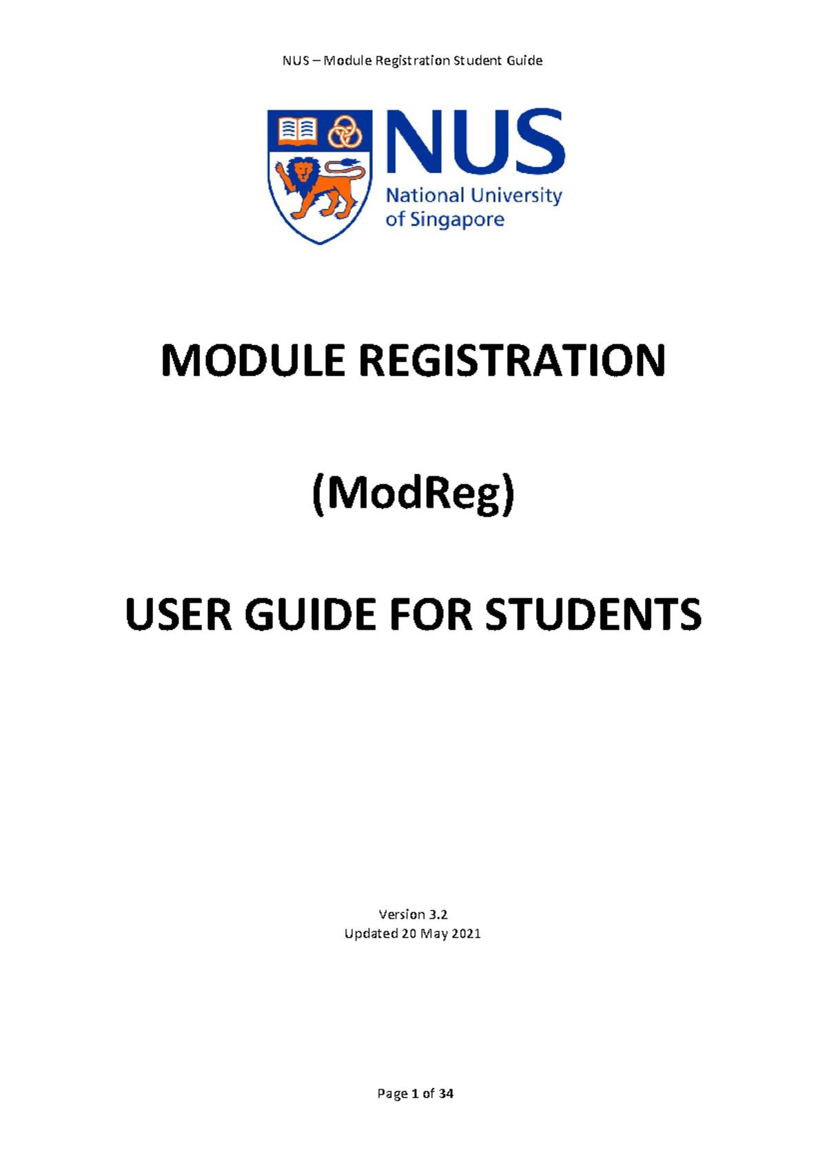 Mod Reg Student User Guide - MODULE REGISTRATION (ModReg) USER GUIDE ...