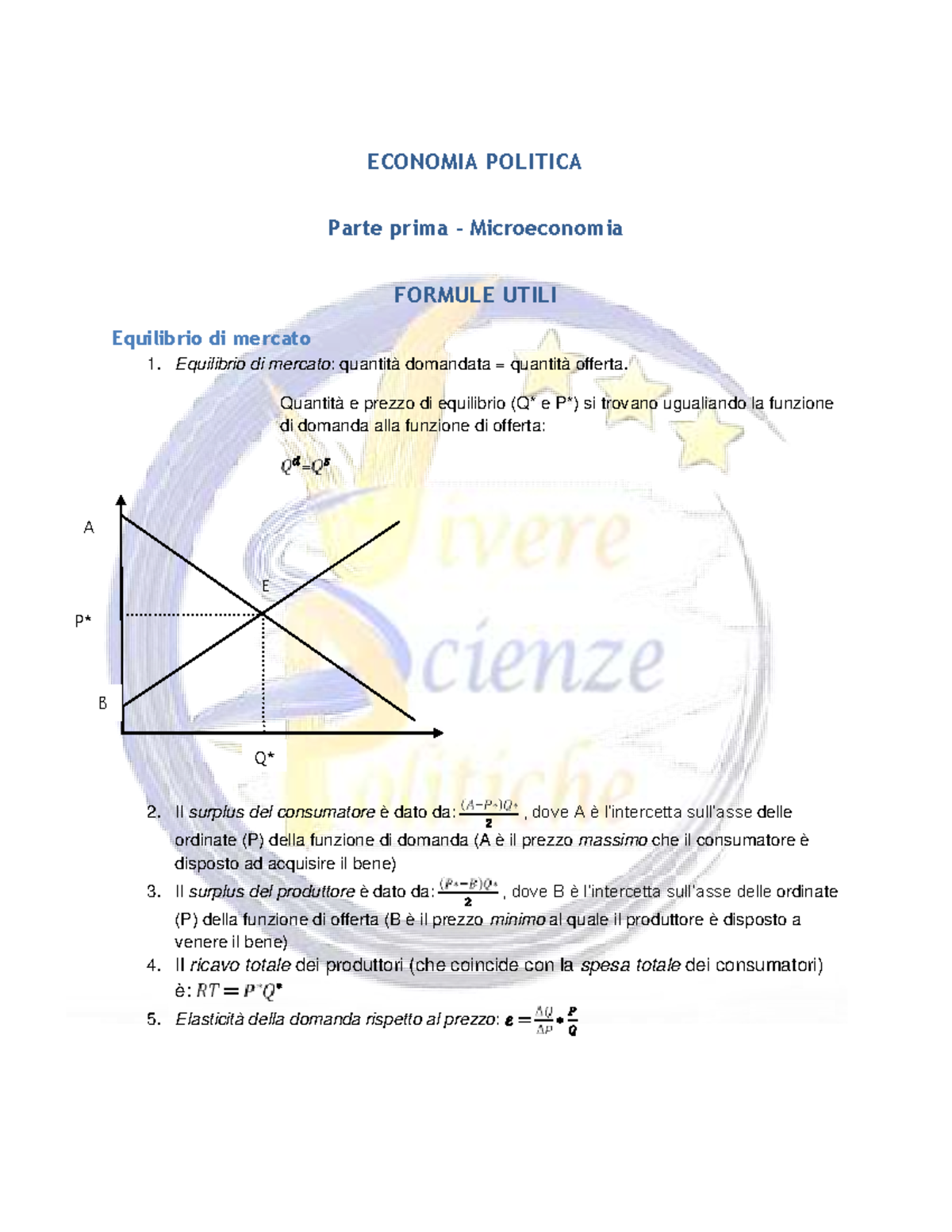 Formule economia politica utili per l'esame (sia micro che macro ...