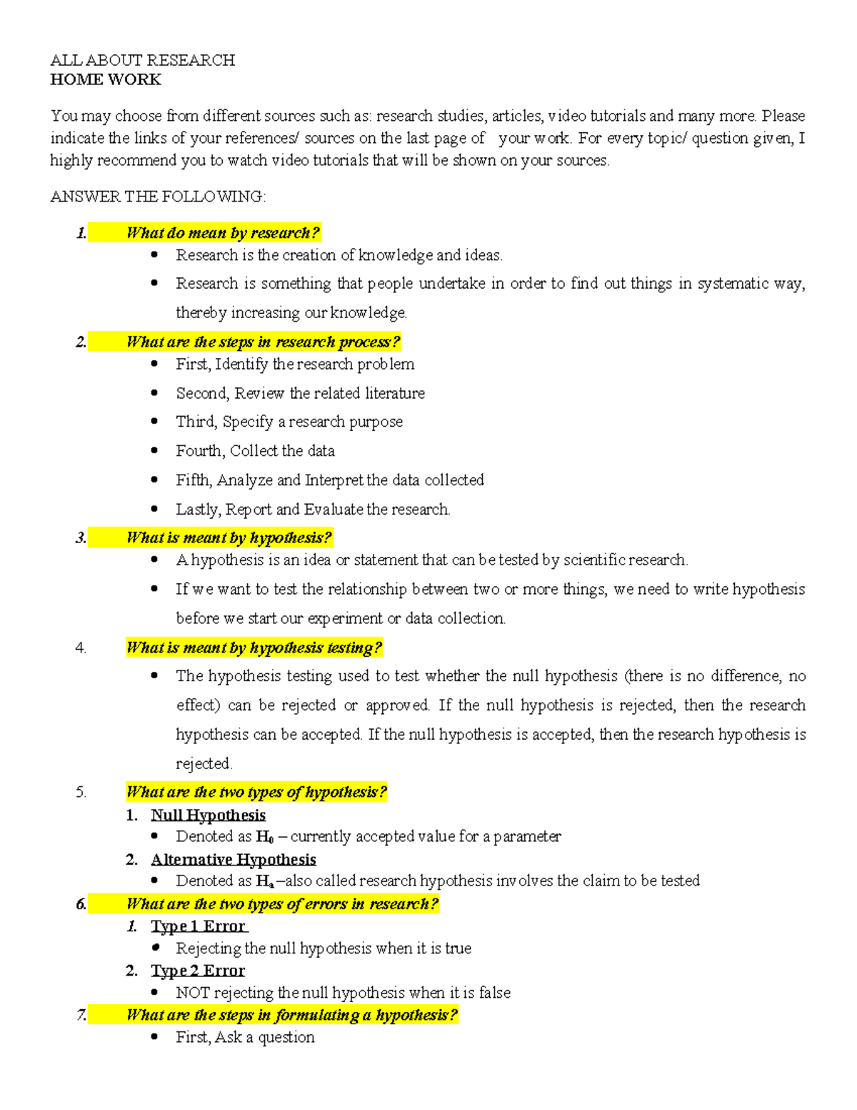 ALL About Research - HOME WORK You may choose from different sources ...