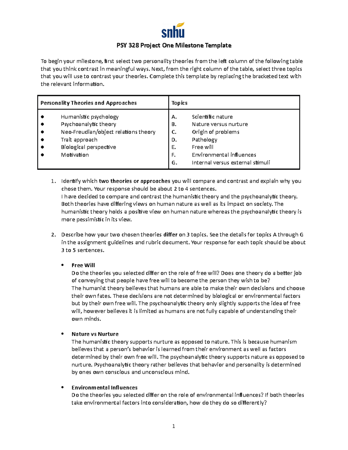 PSY 328 Project One Milestone - Next, from the right column of the ...
