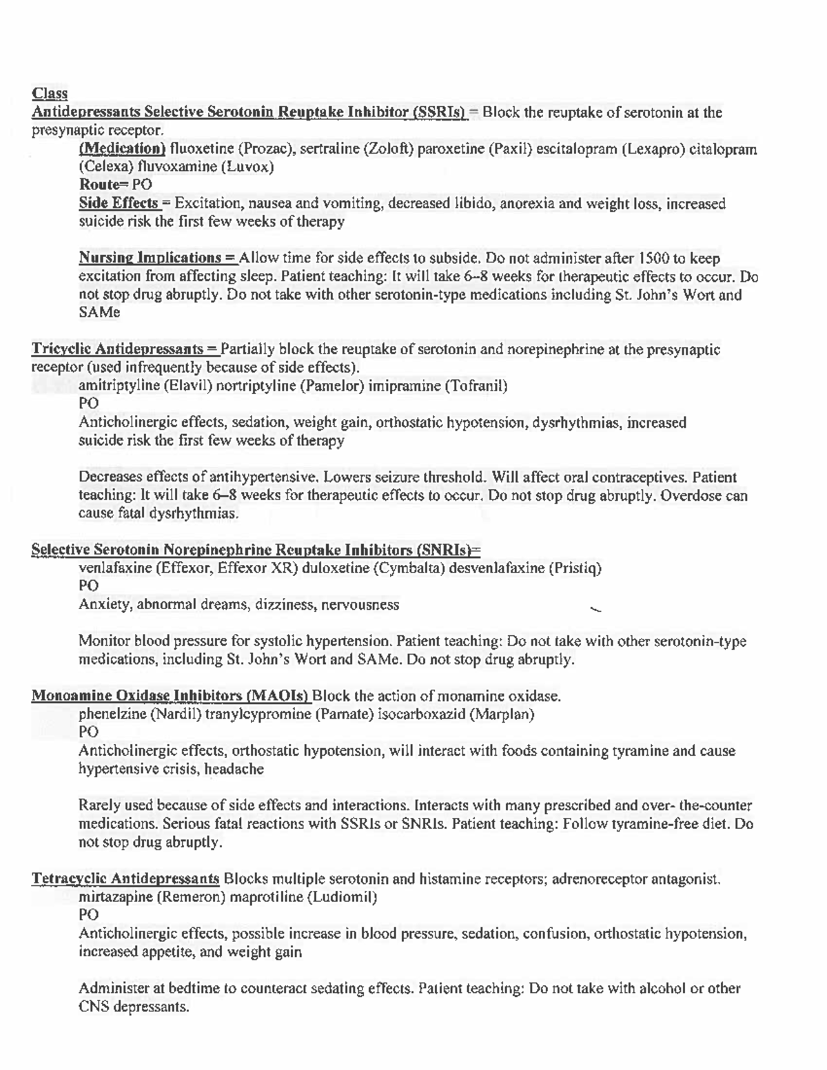 Psych meds - medication list and details - NUR 211 - Studocu