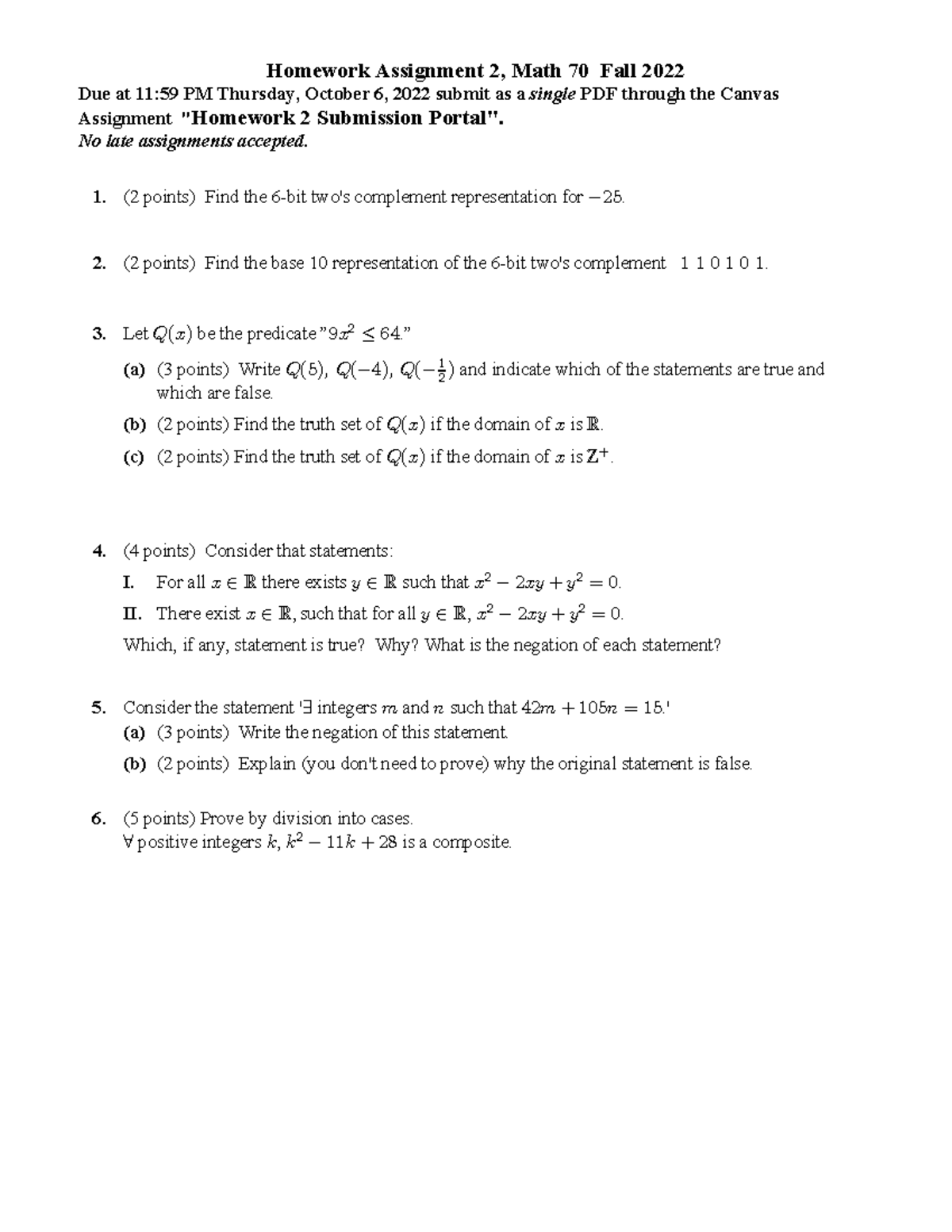 Math-70-hw2 - math-70 discrete math - Homework Assignment 2, Math 70 ...