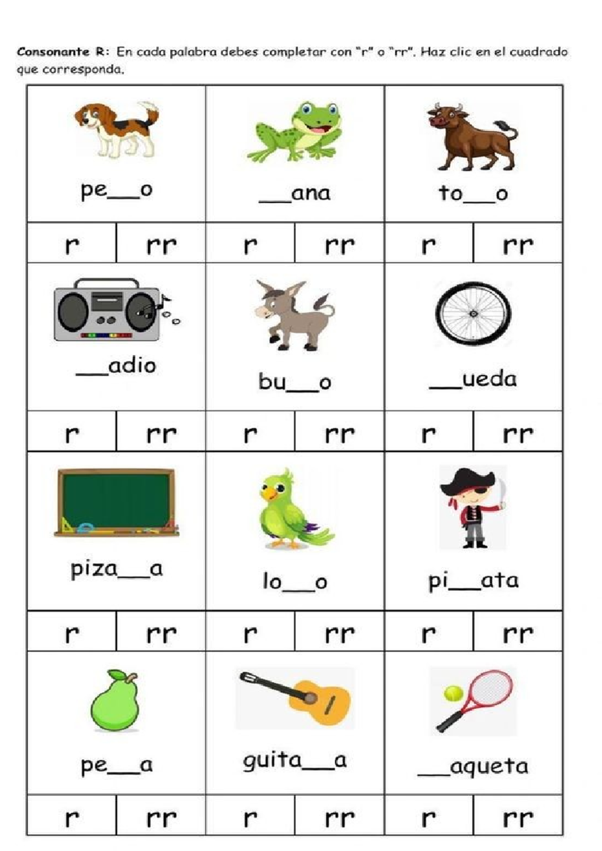 La letra RR y lecturas - material para primer grado - Consonante R: En ...