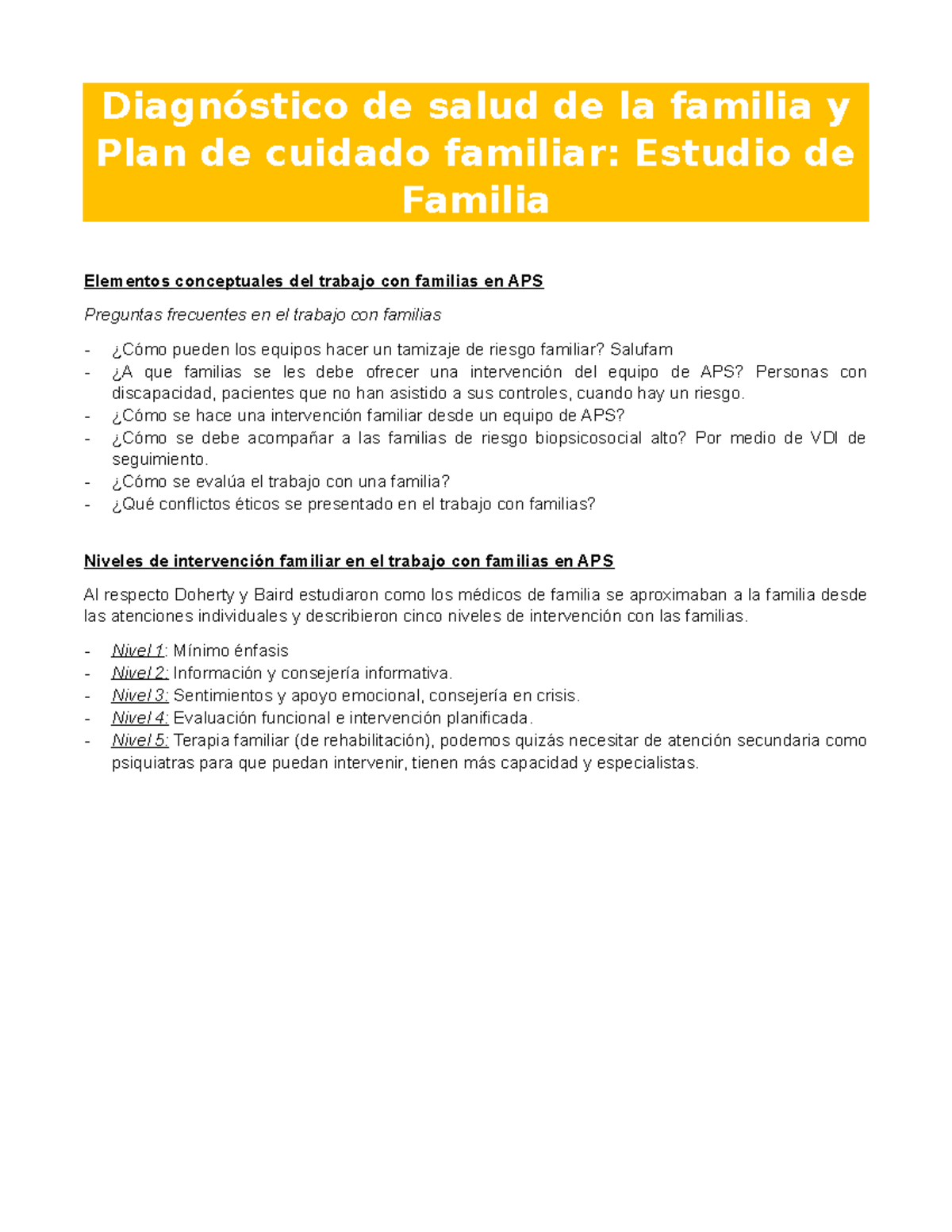 Clase día 10.11.2021 Diagnostico familiar - Diagnóstico de salud de la familia y Plan de cuidado ...