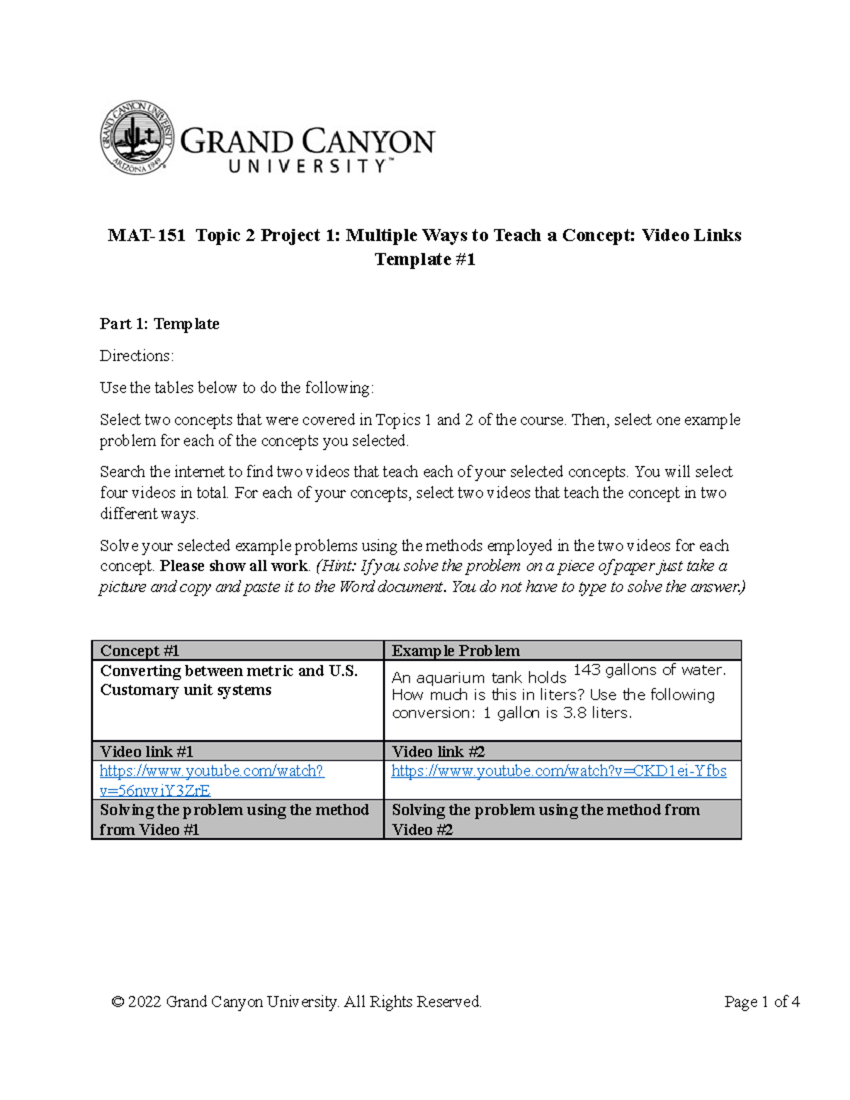 MAT-151-T2-Project 1-Jeffrey Blackwood-Multiple Ways to Teach a Concept ...