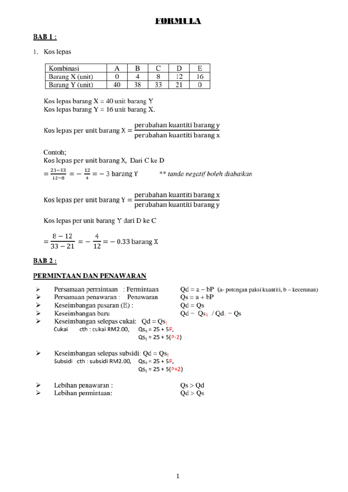 Contoh pengiraan dan formula ekonomi - Pengajian Perniagaan - Studocu
