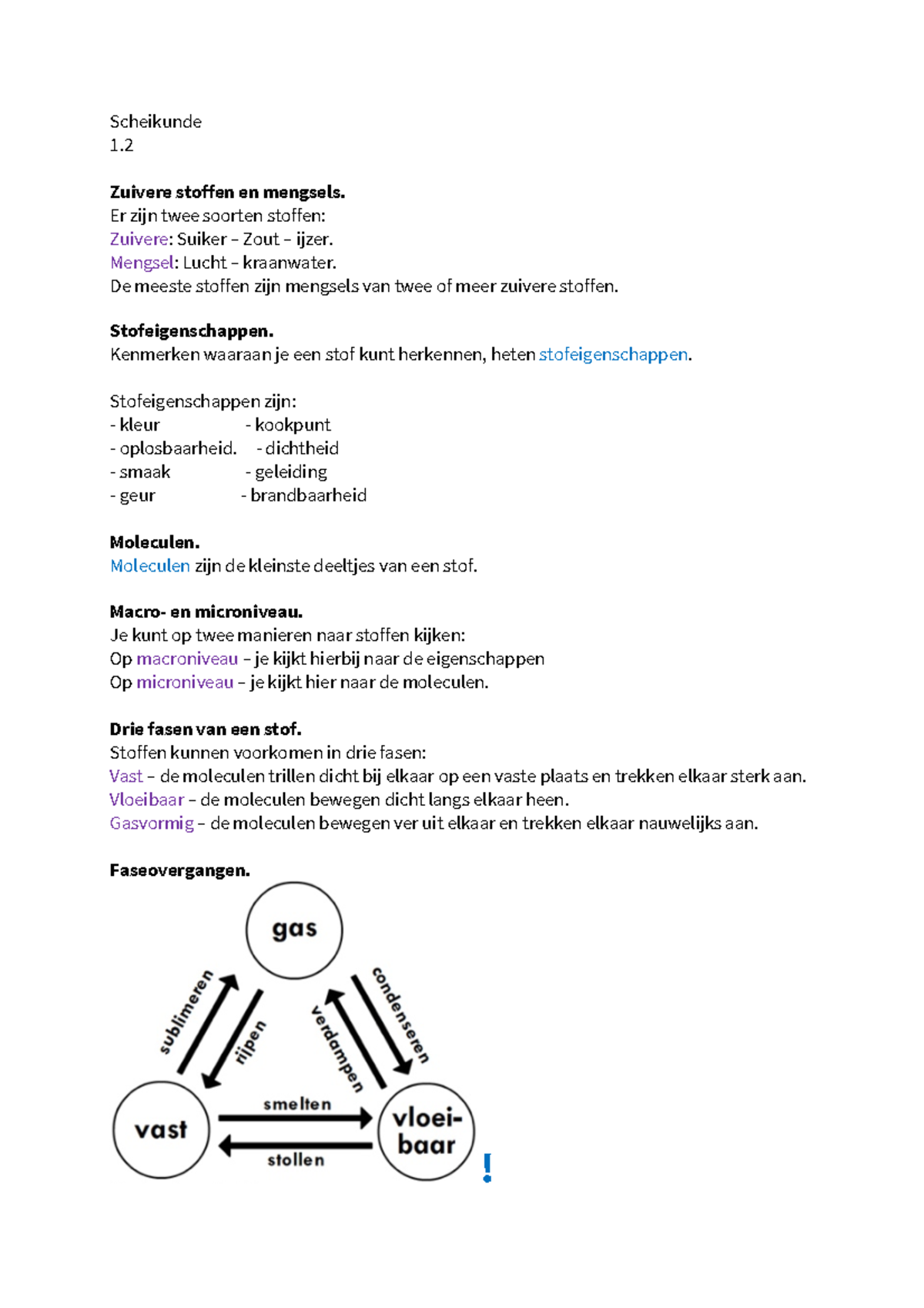 Scheikunde - Zuivere stoffen en mengsels. Er zijn twee soorten stoffen ...