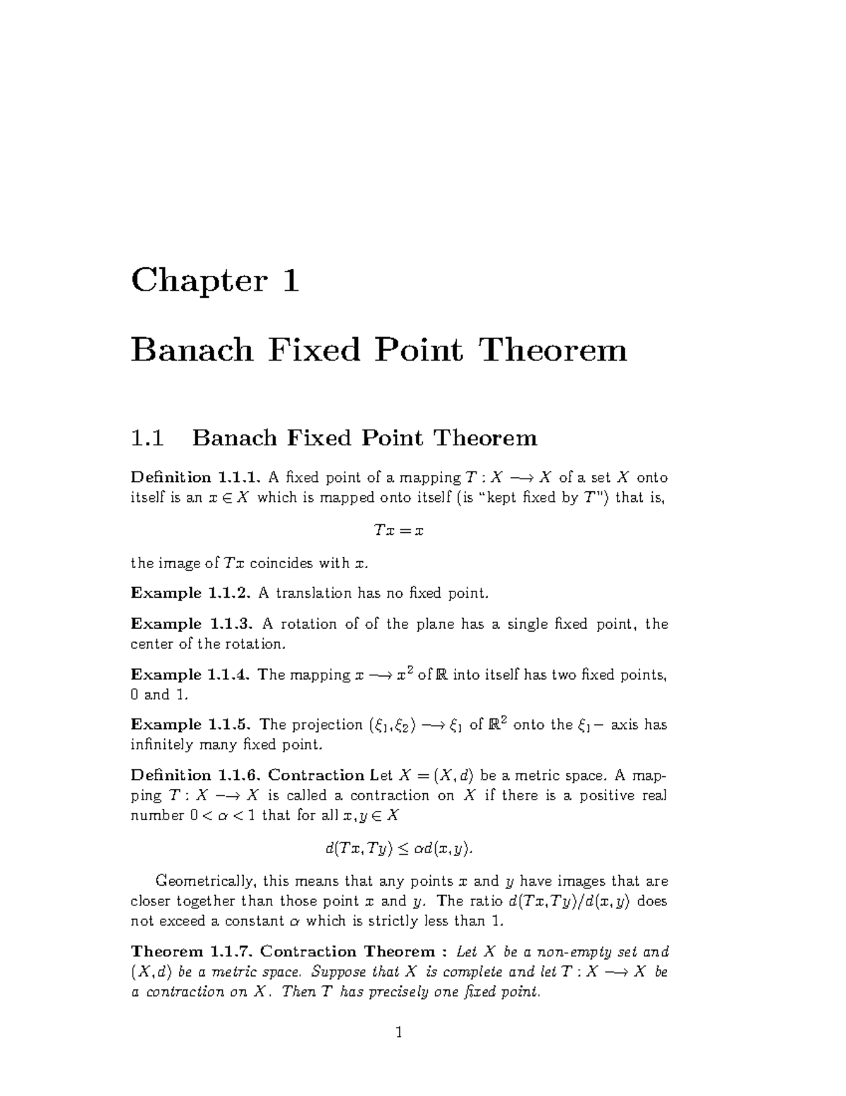 Chh1 - fundamental of normed spaces - Chapter 1 Banach Fixed Point Theorem 1 Banach Fixed Point ...
