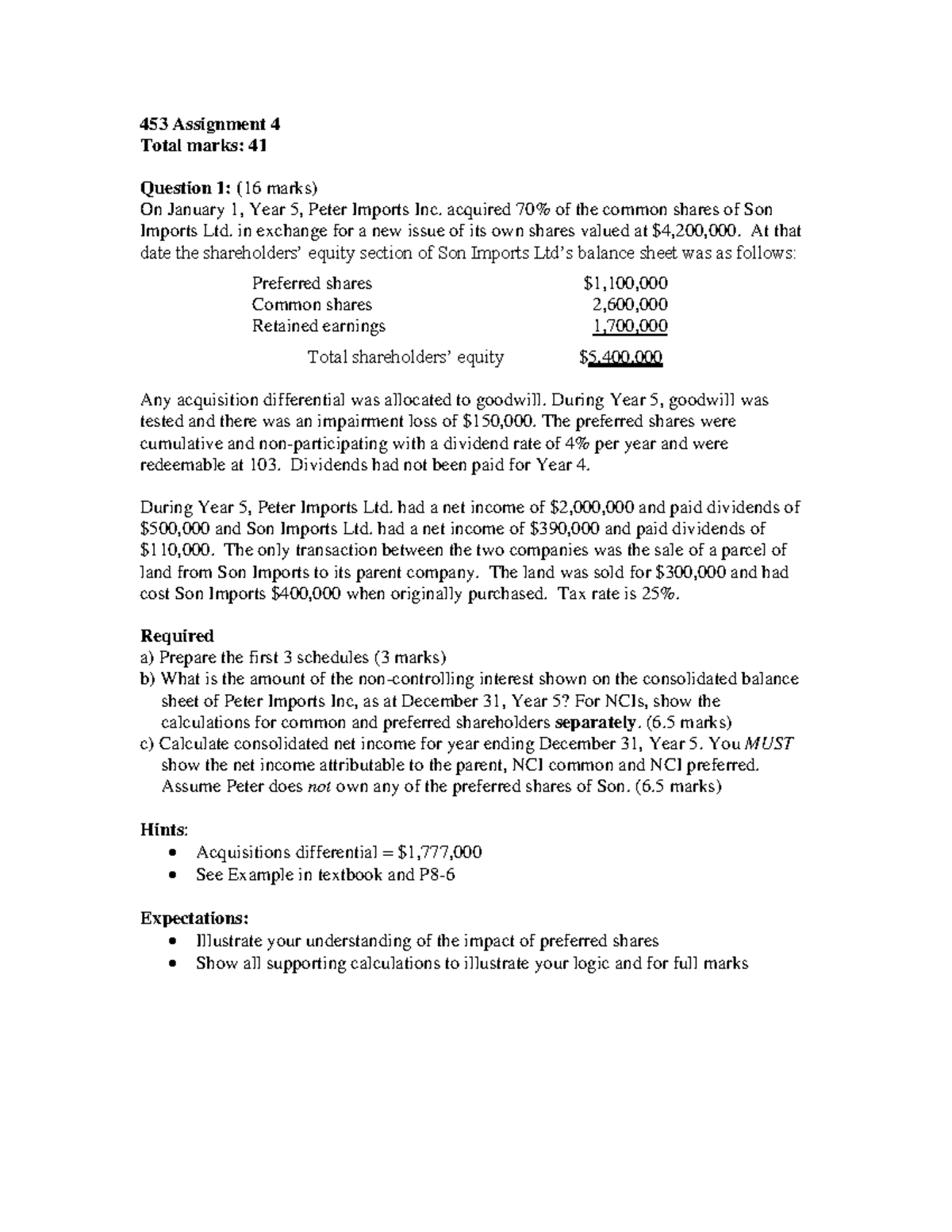 COMM 453 Assignment 4 2021W2 - 453 Assignment 4 Total marks: 41 ...
