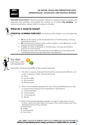 UCSP - concept aspects and changes in culture and society - WEEKLY ...