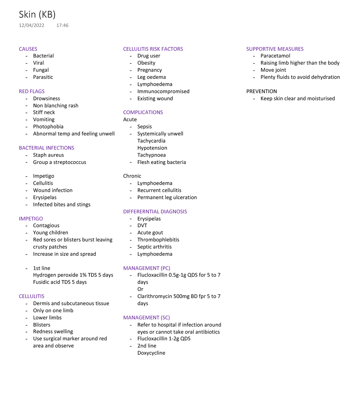 Skin Lecture notes - Kathryn Bullen - PHA111 - Sunderland - Studocu