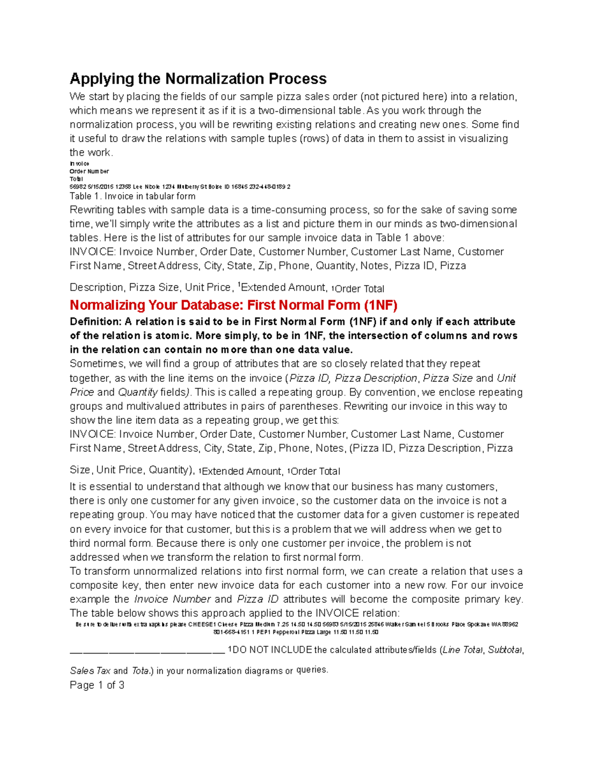 Applying the Normalization Process - As you work through the ...