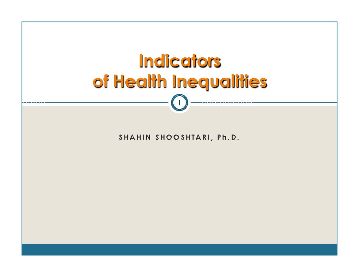 Indicators of Health Inequalities - HEAL 3000 - U of M - Studocu