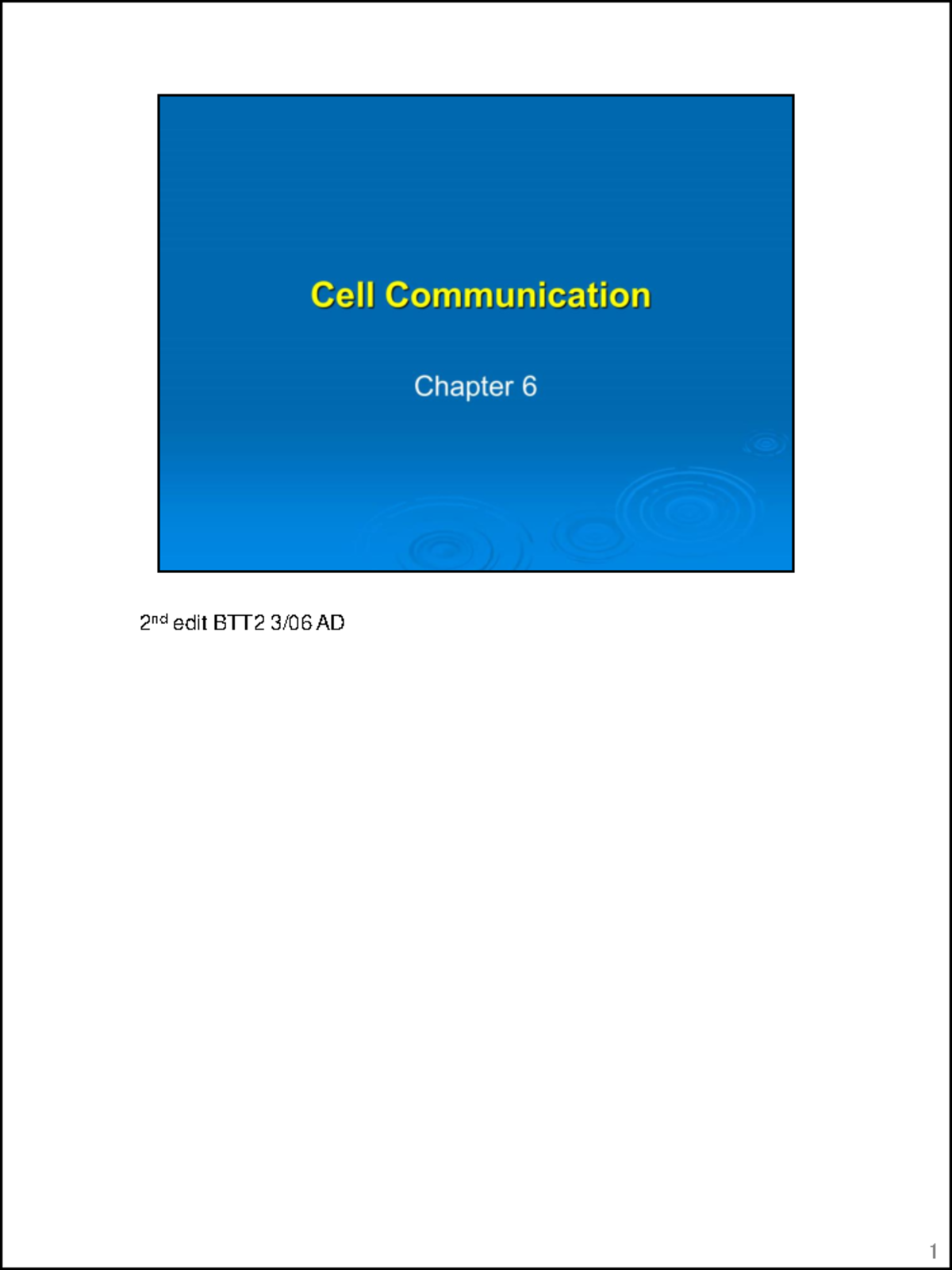 Chapter 6 cell communication - 2 nd edit BTT2 3/06 AD Figure 6 ...