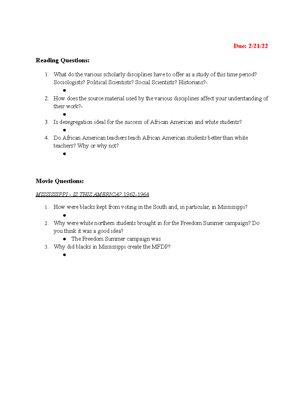NYU in the 60's & 70's-Group 2 - Due: 2/21/ Reading Questions: 1. What do the various scholarly ...