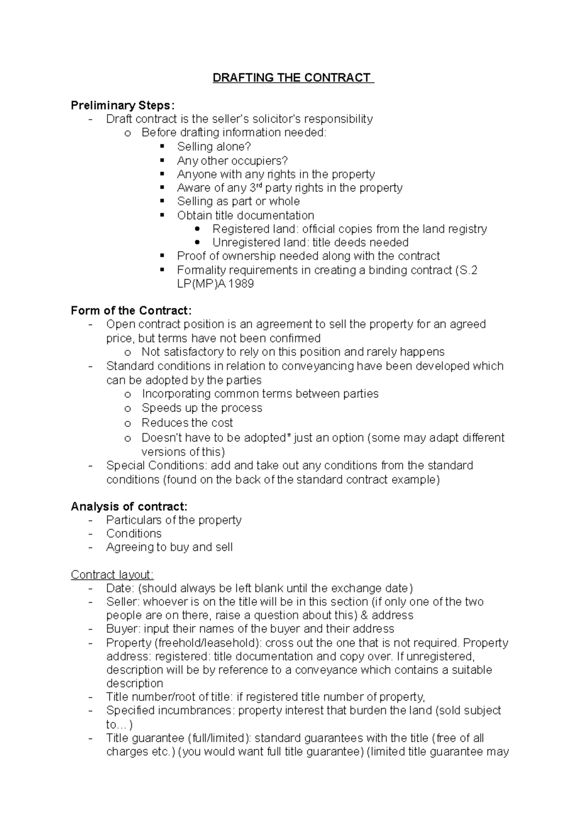 2 - Drafting THE Contract - DRAFTING THE CONTRACT Preliminary Steps ...