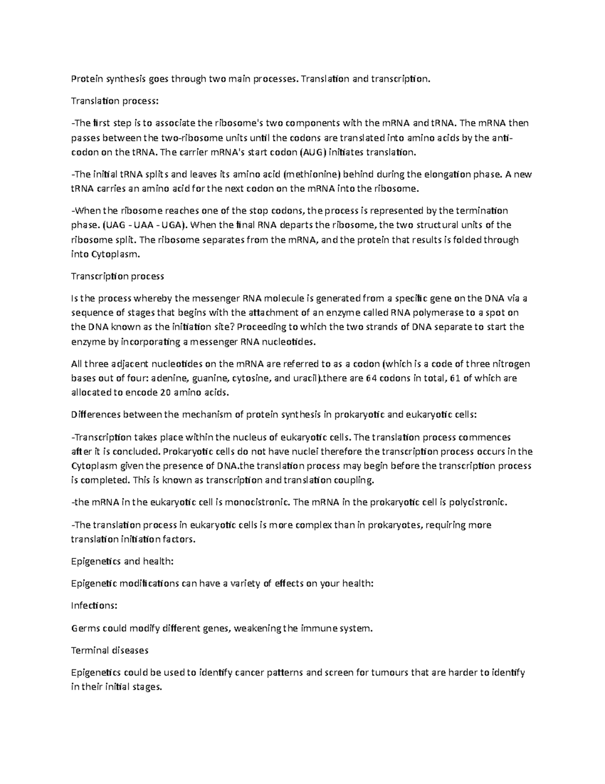 Lj 8 Biol 1121 Learning Journal Protein Synthesis Goes Through Two Main Processes