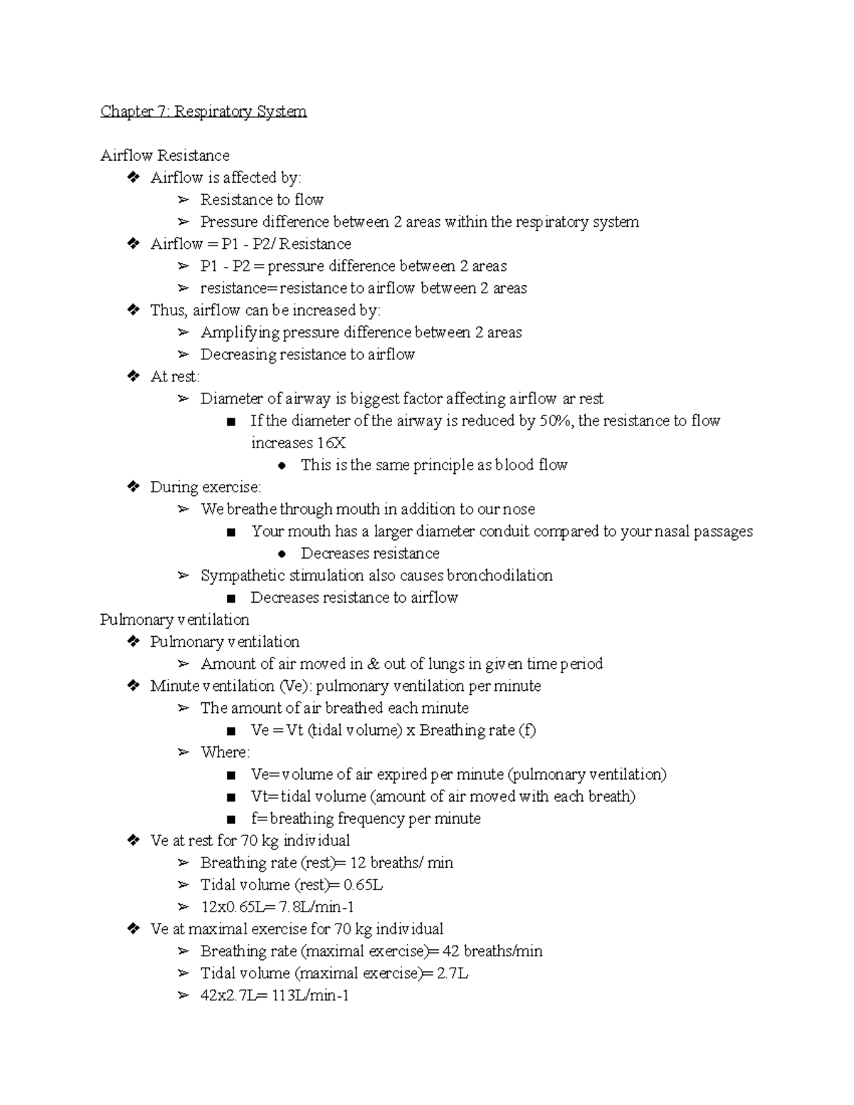 Lecture Notes IV - Chapter 7: Respiratory System Airflow Resistance ...