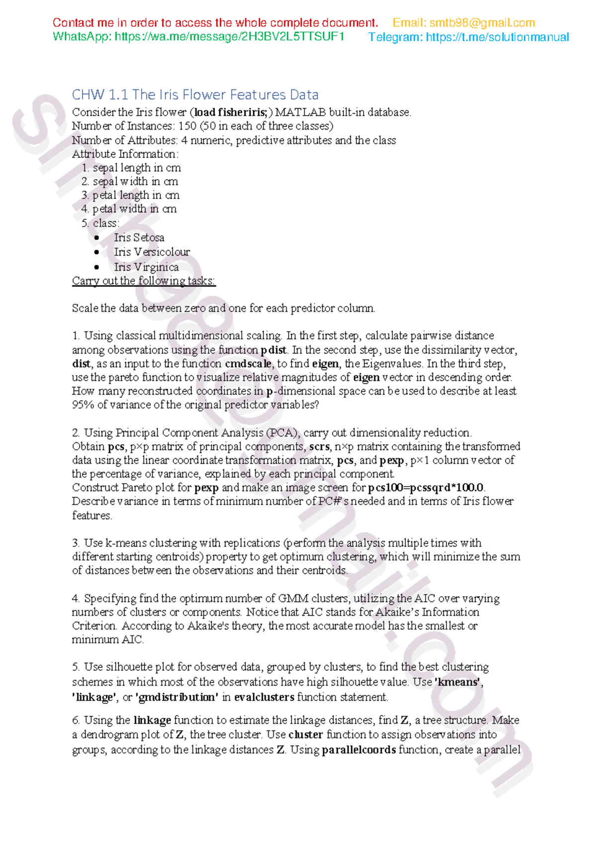 Solution Manual for Machine and Deep Learning Using Matlab by Kamal Al-Malah - CHW 1 The Iris ...