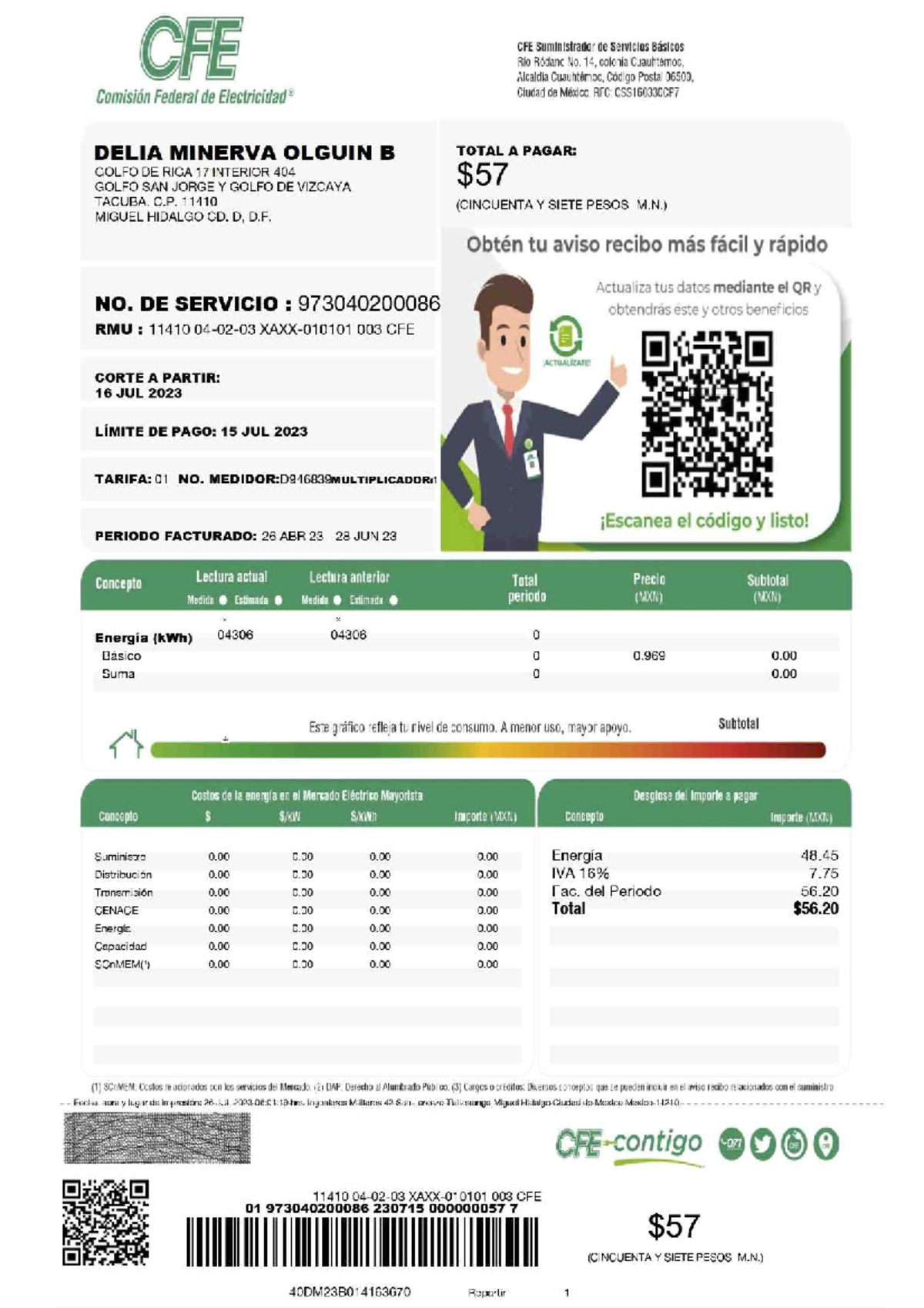 CFE OMKL - Simulador de Comprobante de CFE que interpreta una ...