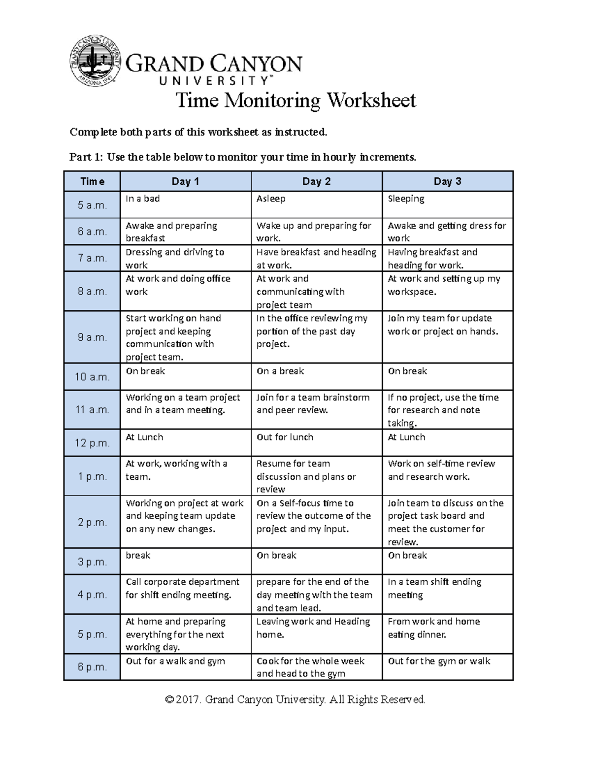 UNV 504 RS Time Monitor Worksheet - Time Monitoring Worksheet Complete ...