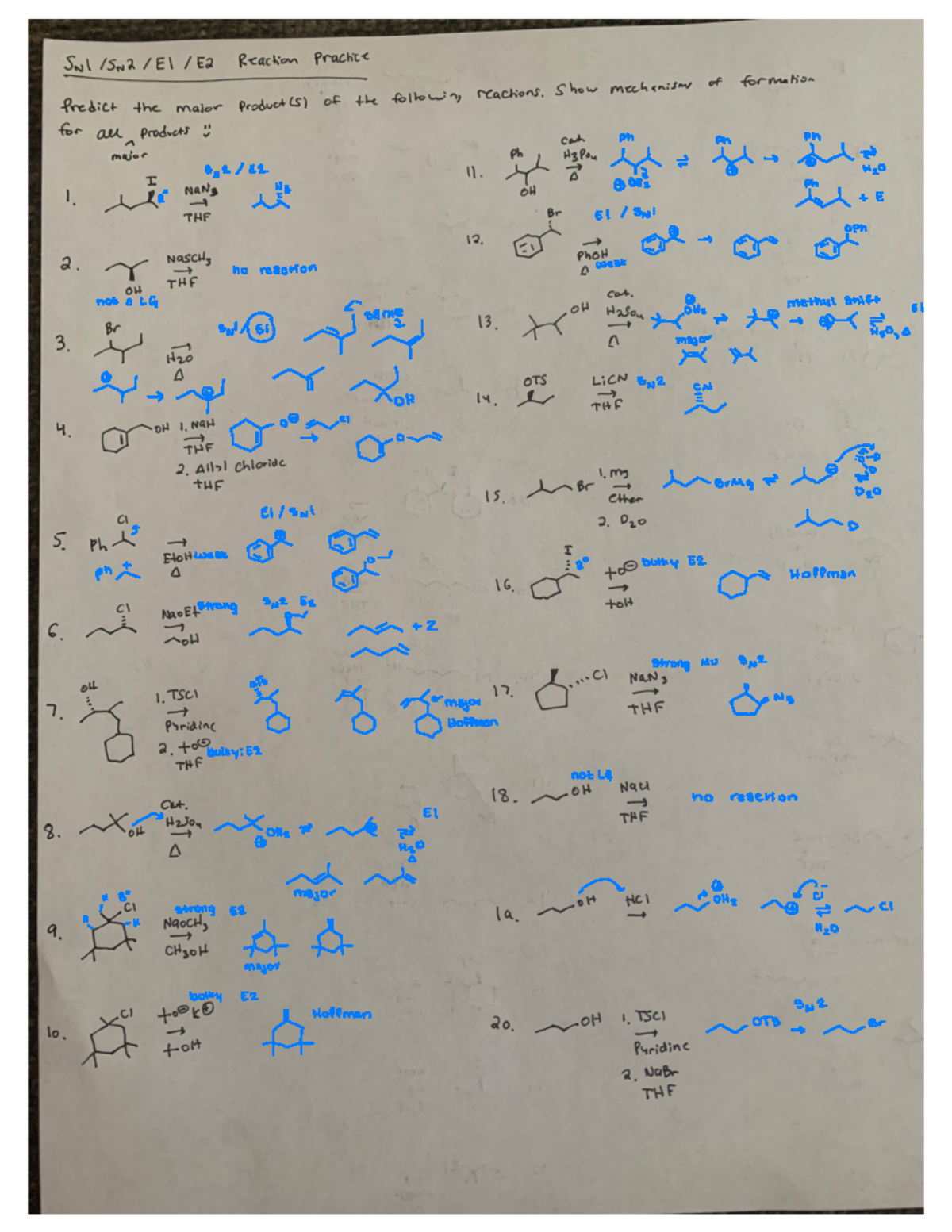 Master sn1, sn2, e1, e2-1 - Ph PR Pn ↑ ↑ le-> d · SN2/E2 Ezo N3 ⑦on ④ ...