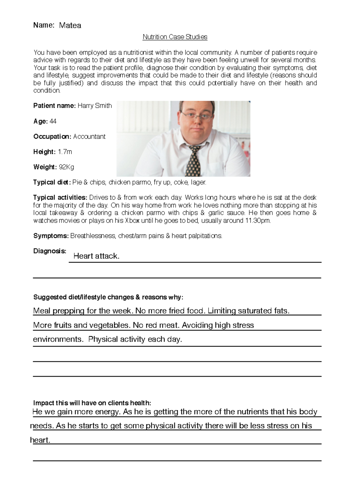 Nutrition-Case-Study (1) - Name: Nutrition Case Studies You have been ...