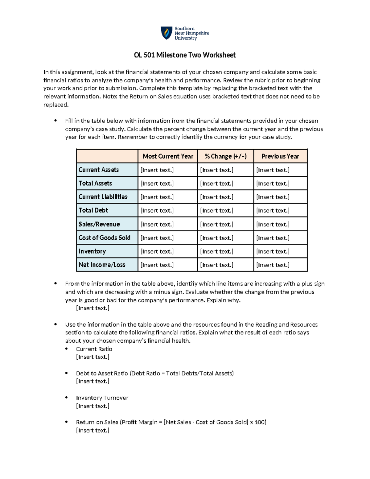 OL 501 Milestone Two Worksheet Template - OL 501 Milestone Two Worksheet In this assignment ...