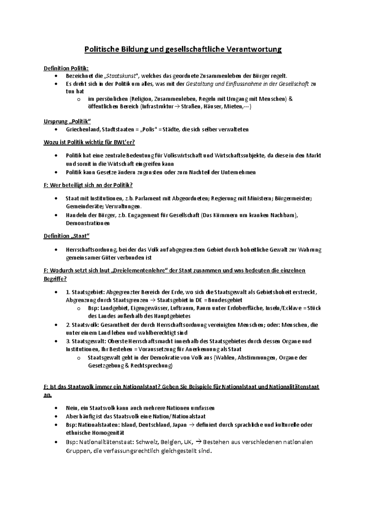 Politische Bildung Klausurvorbereitung neu - Warning: TT: undefined function: 32 Warning: TT ...