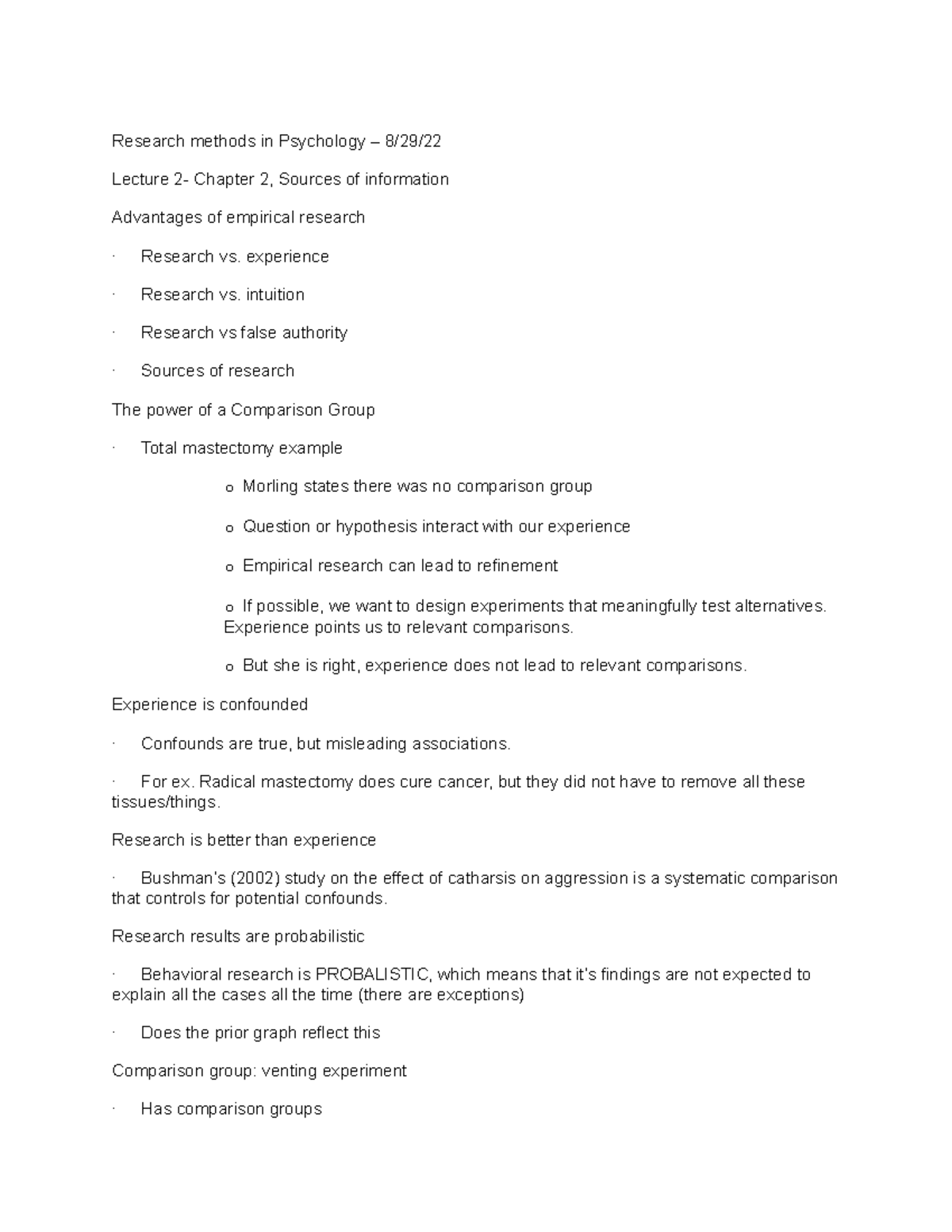 8 29 22- Lecture 2 Chapter 2 - Research methods in Psychology – 8/29 ...