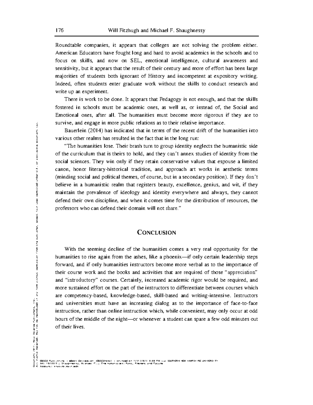 Conclusion The Humanities Past Pres - 176 Will Fitzhugh and Michael F ...