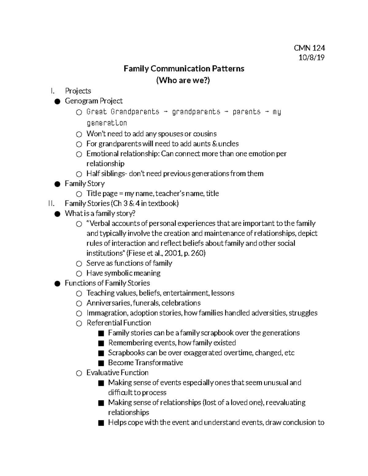 Family Communication Patterns - CMN 124 10/8/ Family Communication ...