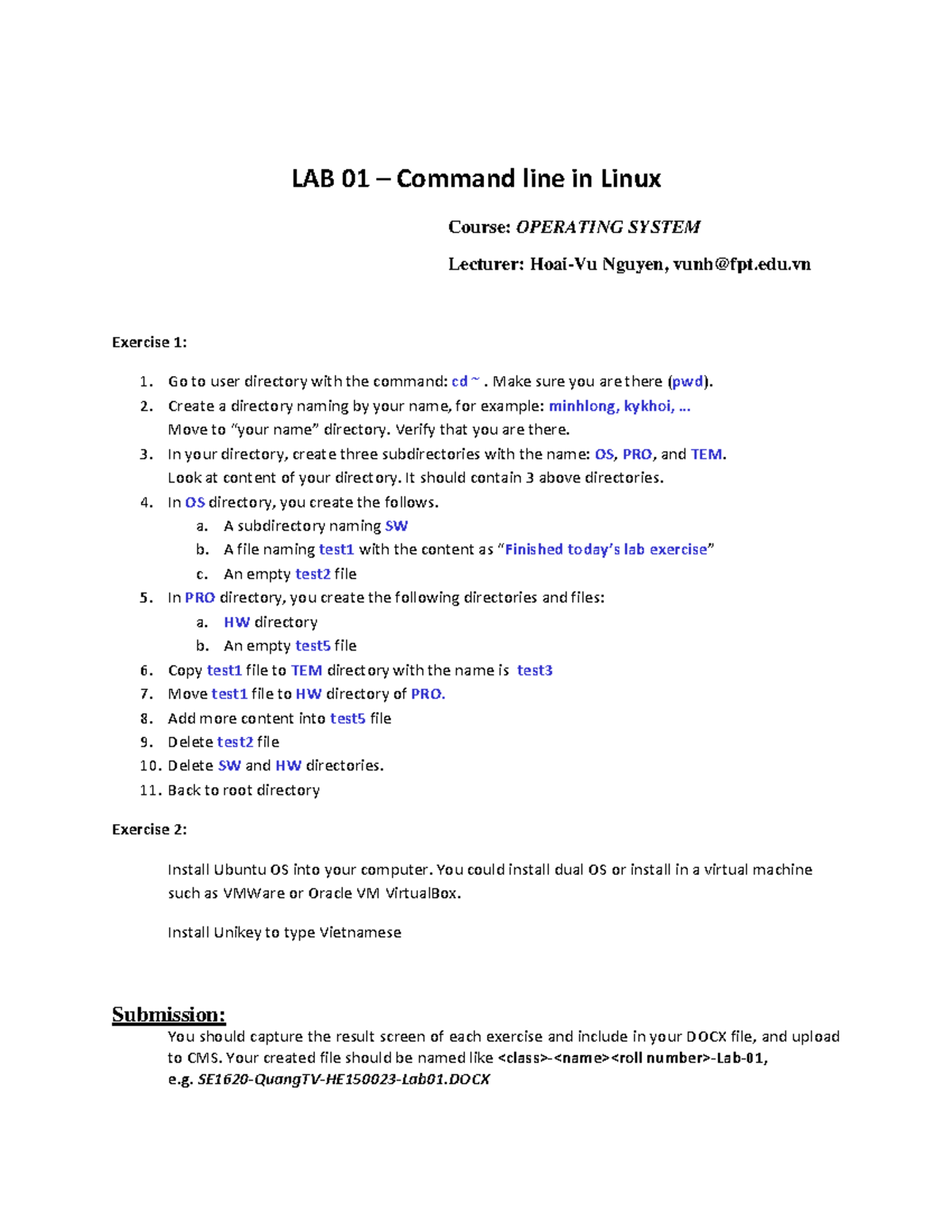 LAB 01 OS Sum2022 - adtqwe - LAB 01 – Command line in Linux Course ...