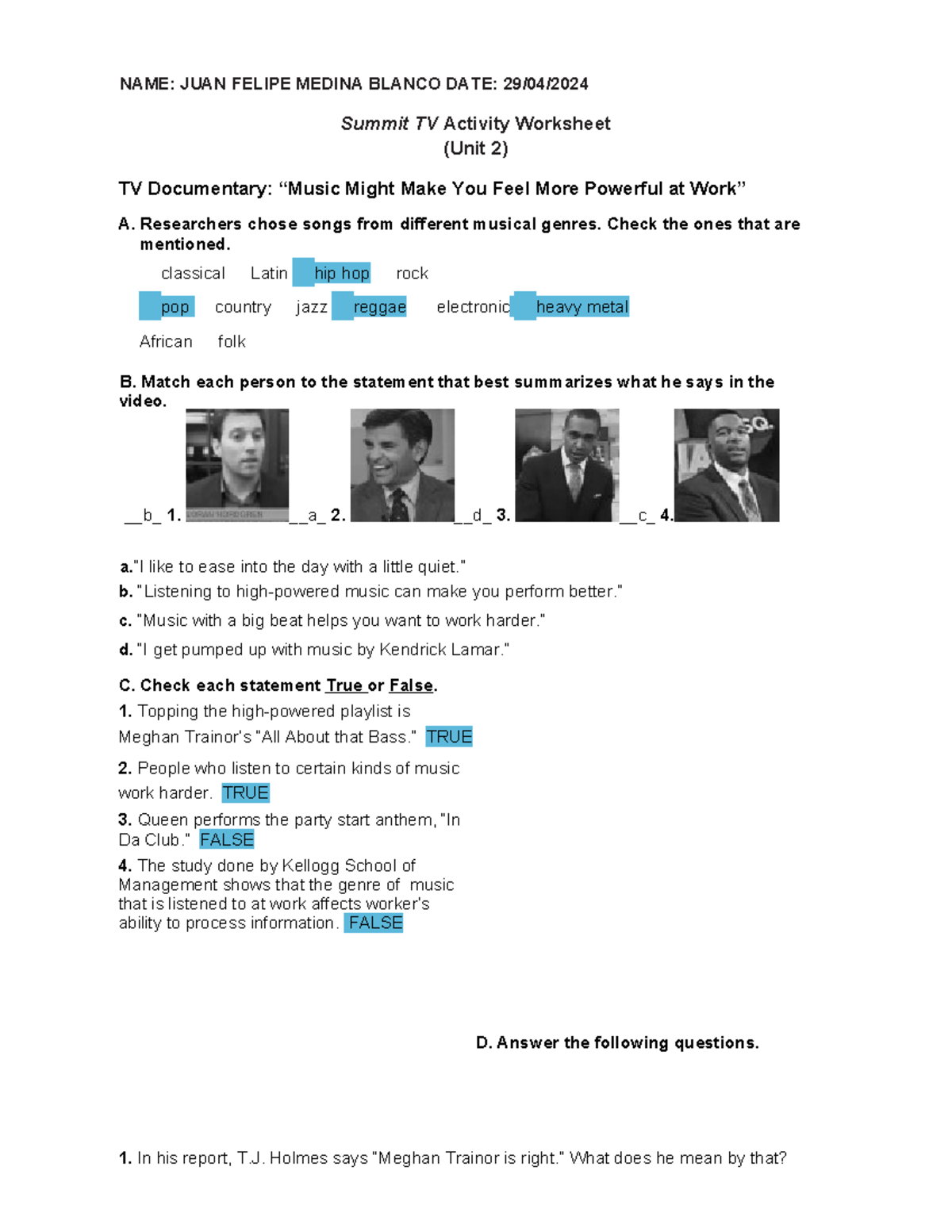 Summit Tv - muaks - NAME: JUAN FELIPE MEDINA BLANCO DATE: 29/04/ Summit ...