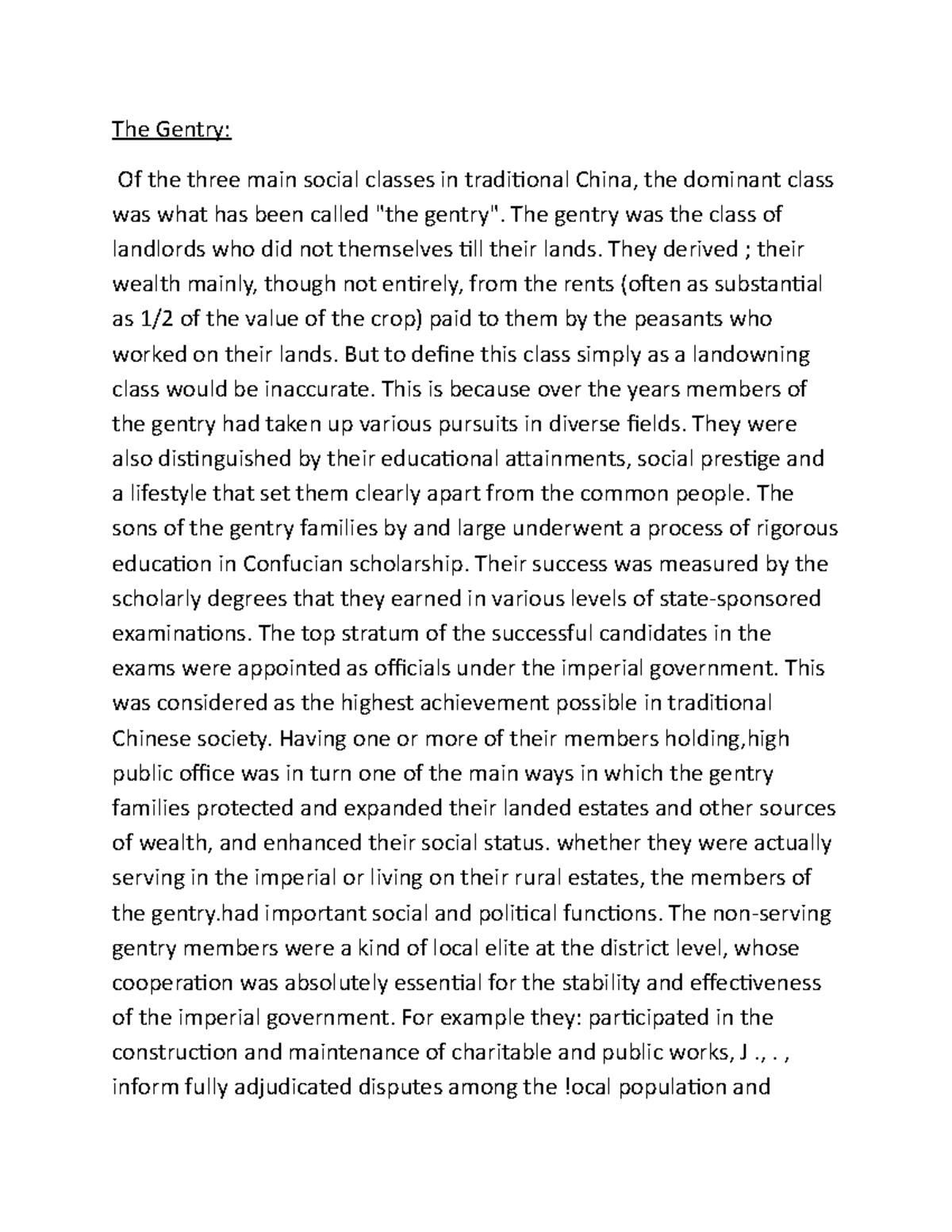 The Gentry - history notes - The Gentry: Of the three main social ...
