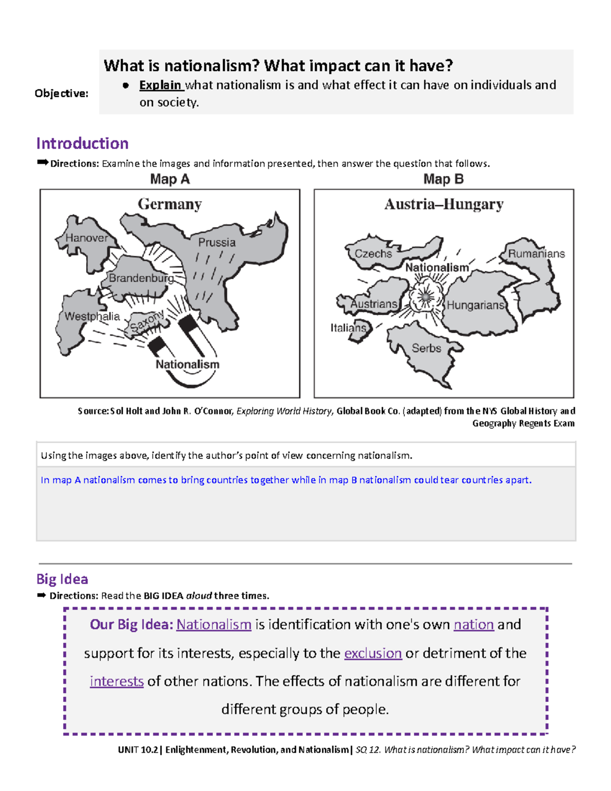 1a. Teacher Guided Notes What is nationalism What impact can it have ...